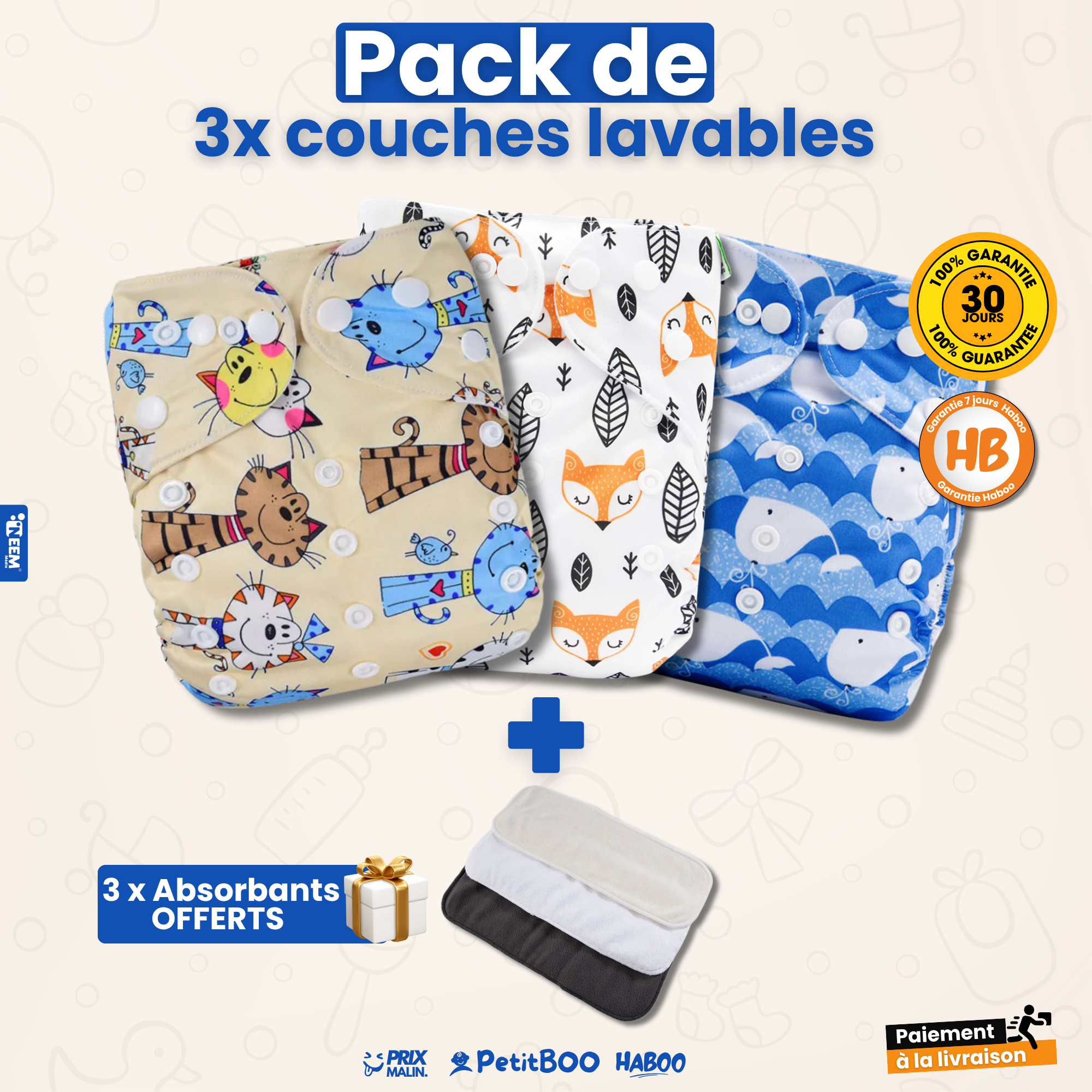 Pack de 3 couches lavables (GABON) – Haboo